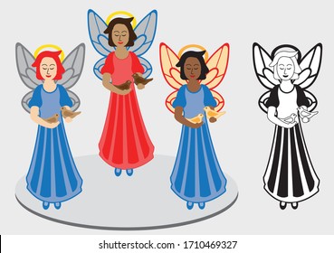 Vector Illustration Angels Various Color Combinations Stock Vector ...