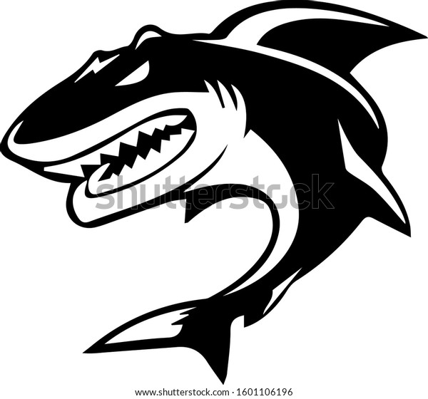 Vector Illustration Angry Black Shark Vector Stock Vector (Royalty Free ...
