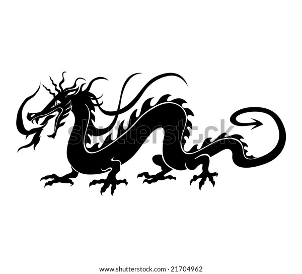 Vector Illustration Angry Chinese Dragon Tattoo Stock Vector (Royalty ...