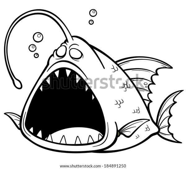 Vector Illustration Angry Fish Cartoon Coloring Stock Vector (Royalty ...