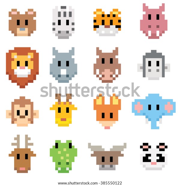 Vector Illustration Animal Cartoon Pixel Art Stock Vector (Royalty Free ...