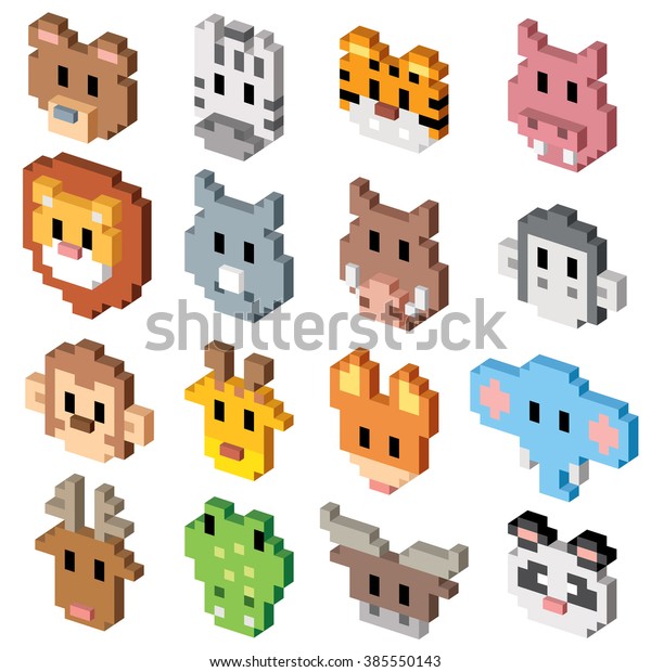 Vector Illustration Animal Cartoon Pixel Art Stock Vector (Royalty Free ...