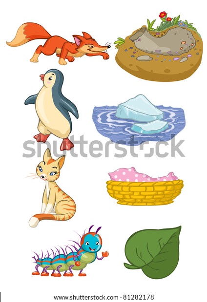 Vector Illustration Animals Habitat Cartoon Concept Stock Vector ...