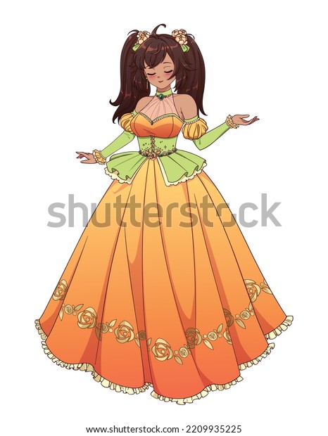 Vector Illustration Anime Princess Tan Skin Stock Vector (Royalty Free ...