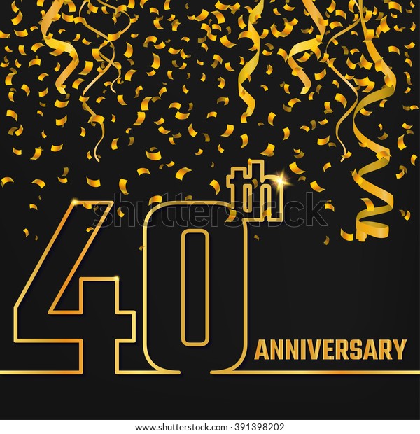 Vector Illustration Anniversary 40th Outline Design Stock Vector ...