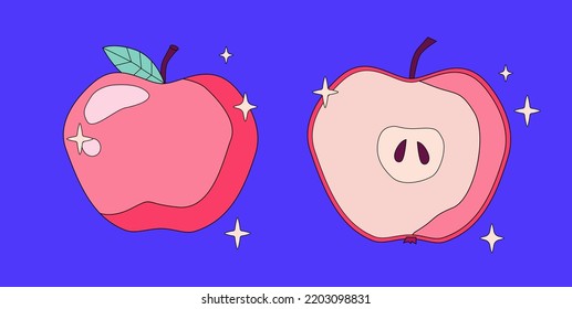 Vector Illustration Apple Cartoon Anime Cute Stock Vector (Royalty Free ...