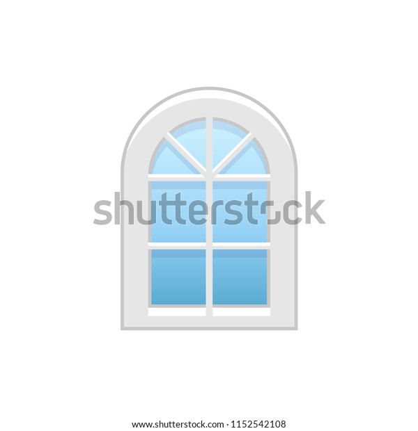 Vector illustration of arc vinyl casement window. Flat icon of ...