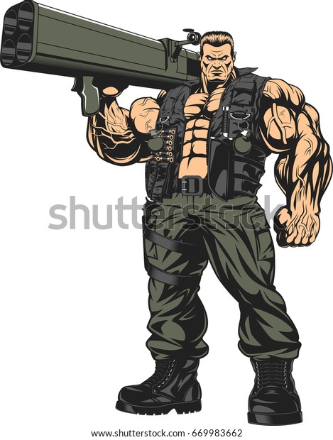 Vector Illustration Armed Strong Soldier Special Stock Vector (Royalty ...