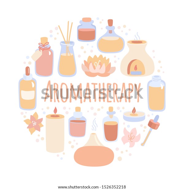 Ilustración vectorial Aromaterapia. Lámparas de aroma de doodle ...