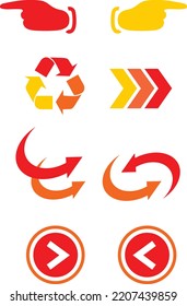 Vector Illustration Arrow Hand Sign Set Stock Vector (Royalty Free ...