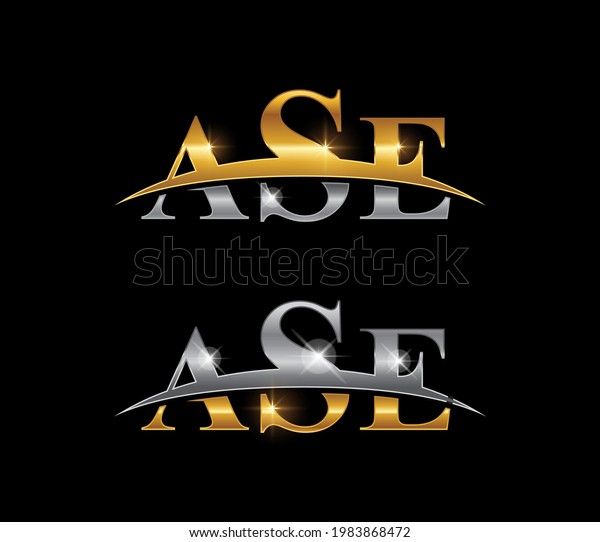Vector Illustration Ase Golden Silver Monogram Stock Vector (Royalty ...