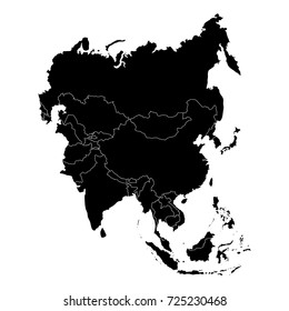 Vector Illustration Asia Outline Map Isolated: เวกเตอร์สต็อก (ปลอดค่า ...