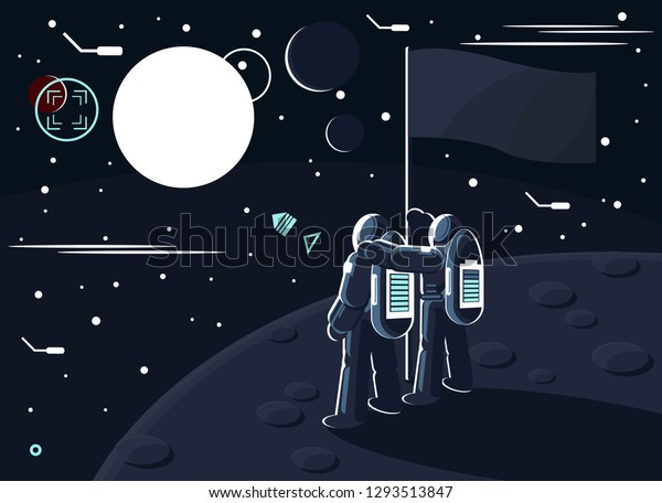 Vector Illustration Astronauts Standing Together On Stock Vector ...