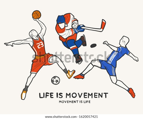 Vector Illustration Athletes Different Kinds Sports Stock Vector ...