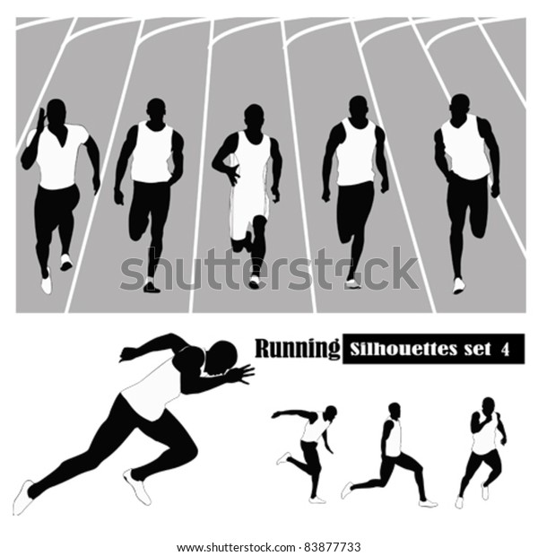 Vector Illustration Athletes Running On Track Stock Vector (Royalty ...