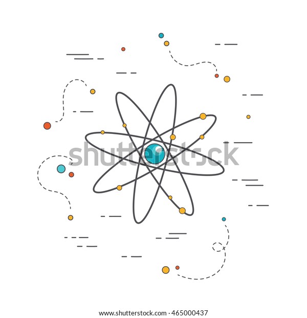 Vector Illustration Atoms Line Art Icon: เวกเตอร์สต็อก (ปลอดค่า ...