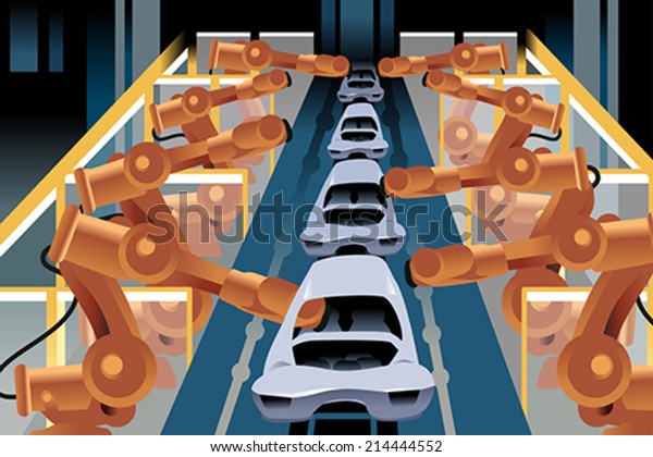 Vector Illustration Automobile Assembly Line Stock Vector (Royalty Free ...