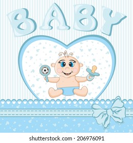 Vector Illustration Baby Boy Arrival Announcement Stock Vector (Royalty ...