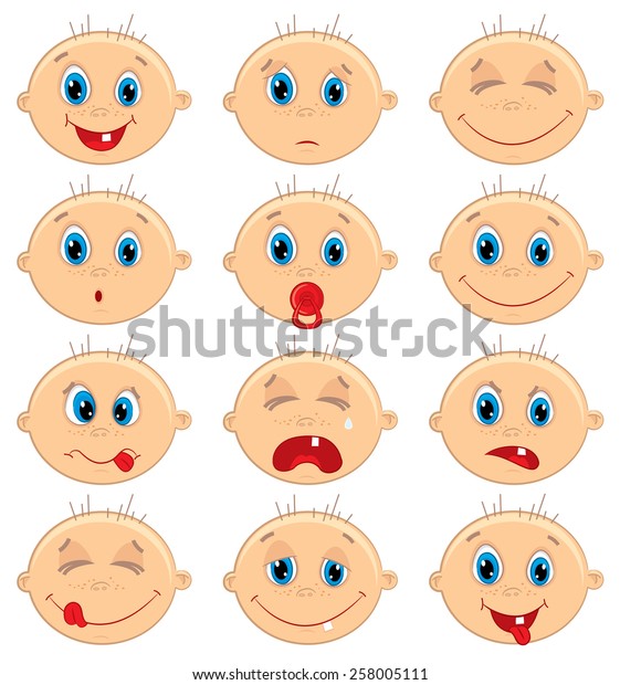 Vector Illustration Baby Boy Faces Stock Vector (Royalty Free) 258005111