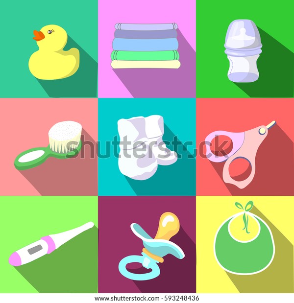 Vector Illustration Baby Products Set Icons Stock Vector (Royalty Free ...