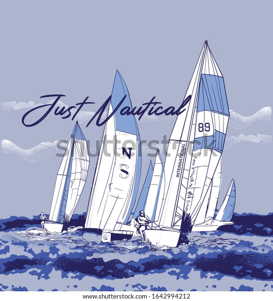 Vector Illustration Background Cartoon Sailing Regatta Stock Vector ...