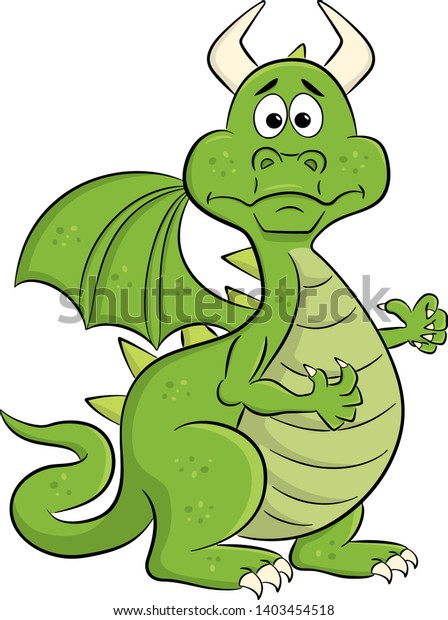 Vector Illustration Baffled Cartoon Dragon: เวกเตอร์สต็อก (ปลอดค่า ...