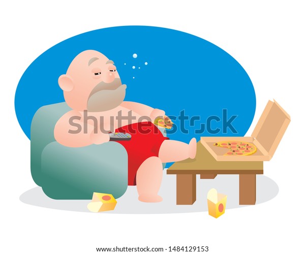 Vector Illustration Bald Fat Man Stuck Stock Vector (Royalty Free ...