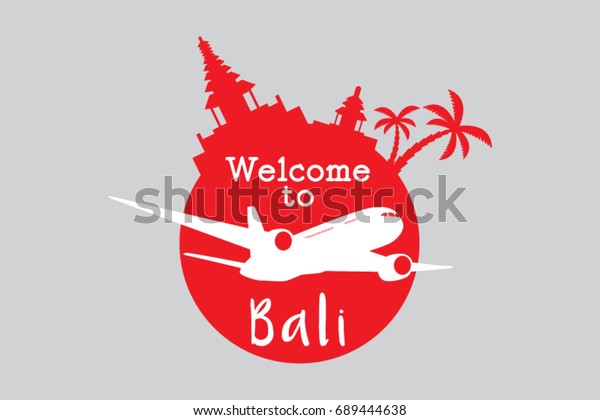 Vector Illustration Bali Landmarks Wording Welcome Stock Vector ...