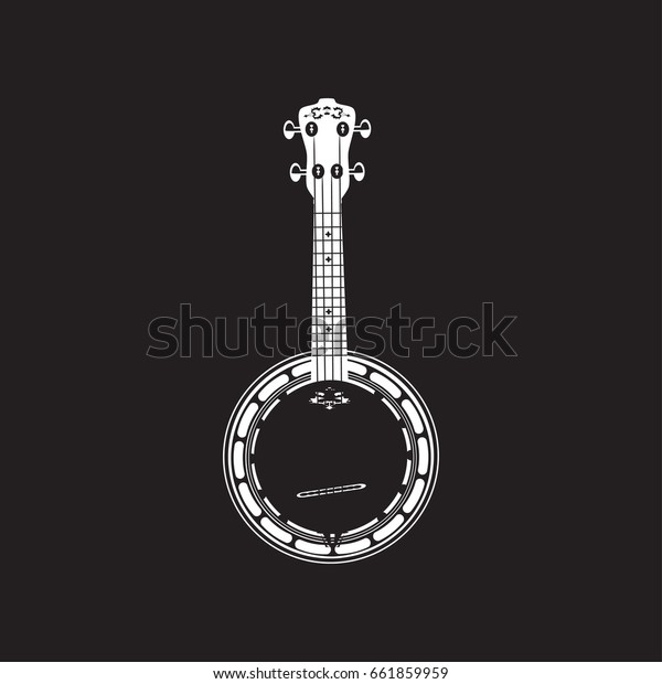 Vector Illustration Banjo White Template On: vetor stock (livre de ...