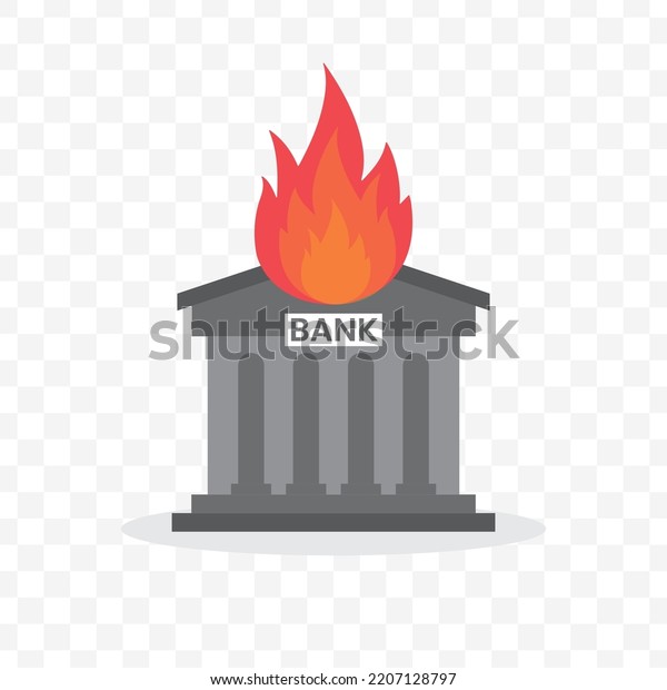 Vector Illustration Bank On Fire Icon Stock Vector (Royalty Free ...