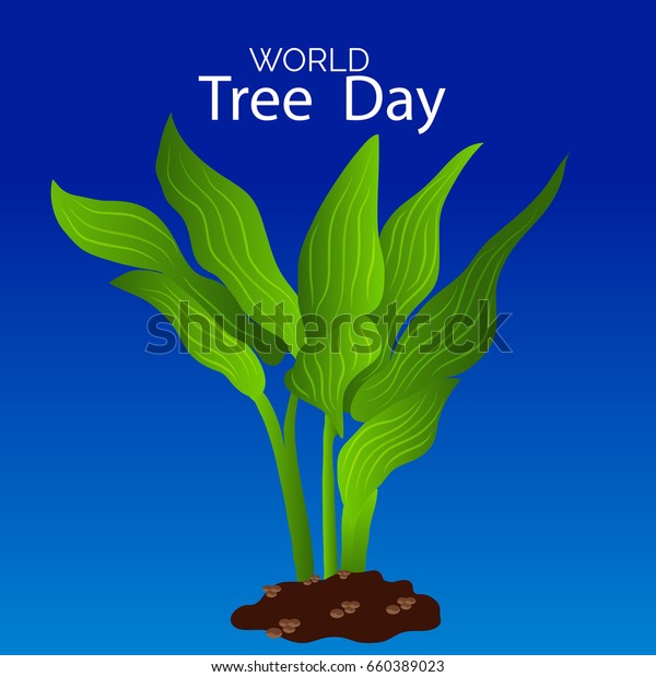 Vector Illustration Banner World Tree Day Stock Vector (Royalty Free ...