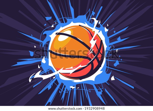 Vector Illustration Basketball On Fire Dynamic Stock Vector (Royalty ...