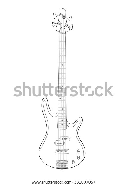 Vector Illustration Bass Guitar Contour Eps Stock Vector (Royalty Free ...