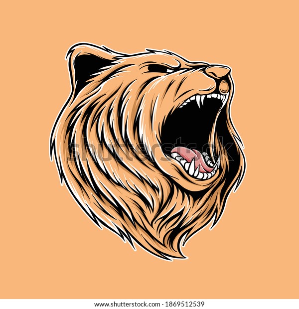 Vector Illustration Bear Head Roaring Stock Vector (Royalty Free ...