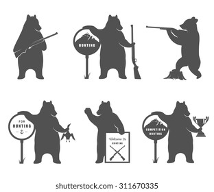 Illustration Bear Hunter Sign Hunting On Stock Illustration 614679281