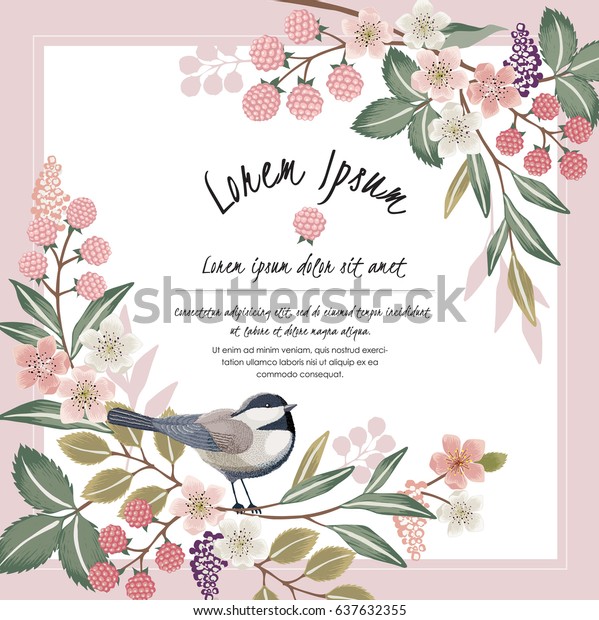 Vector Illustration Beautiful Floral Border Bird Stock Vector (Royalty ...