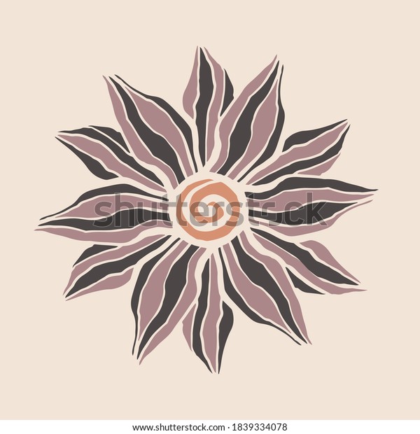 Vector Illustration Beautiful Flower Wavy Black Stock Vector (Royalty ...