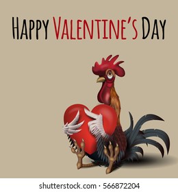 Vector Illustration Beautiful Rooster Love Big Stock Vector (Royalty ...
