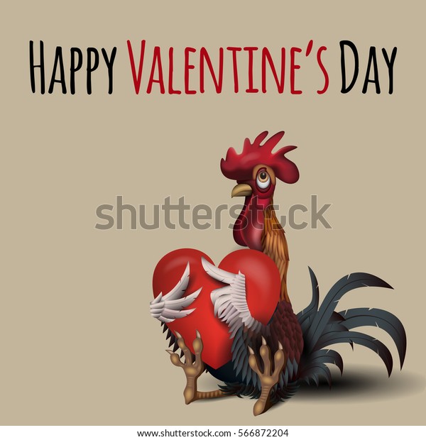 Vector Illustration Beautiful Rooster Love Big Stock Vector (Royalty ...