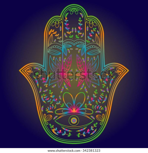 Vector Illustration Beautiful Shining Khamsa Stock Vector (Royalty Free ...