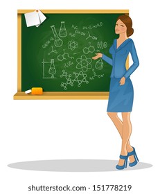 Vector Illustration Beautiful Teacher Stock Vector (Royalty Free ...