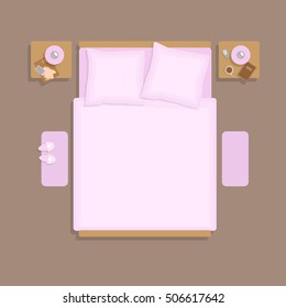 Vector Illustration Bedroom Top View Double Stock Vector (Royalty Free ...