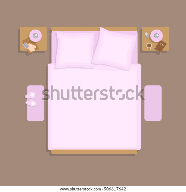 Vector Illustration Bedroom Top View Double Stock Vector (Royalty Free ...