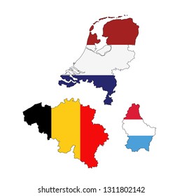 Vector Illustration Benelux Countries Maps Flags Stock Vector (Royalty ...