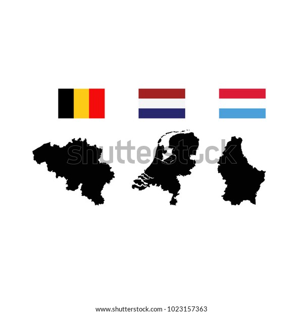 Vector Illustration Benelux Countries Maps Flags Stock Vector (Royalty ...