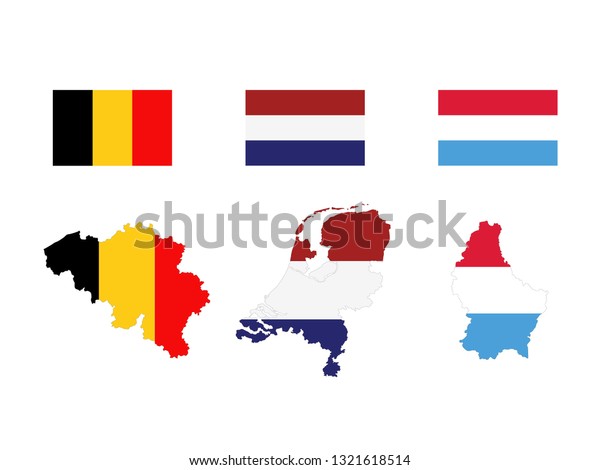 Vector Illustration Benelux Countries Maps Flags: vector de stock ...