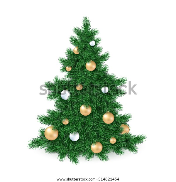 Vector Illustration Big Christmas Tree Decorated Stock Vector (Royalty ...