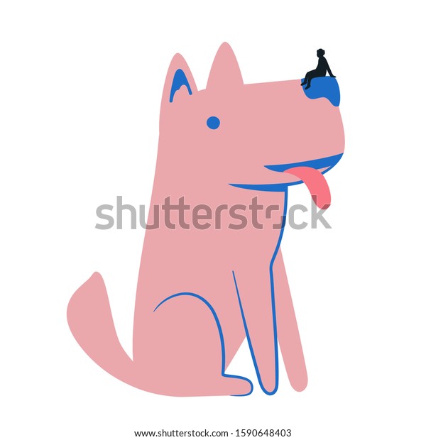 Vector Illustration Big Dog Man Sitting Stock Vector (Royalty Free ...