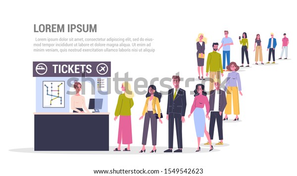 Vector Illustration Big Queue People Standing Stock Vector (Royalty Free) 1549542623 | Shutterstock