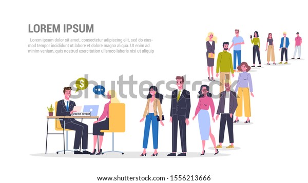 Vector Illustration Big Queue People Standing Stock Vector (Royalty ...